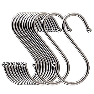LOYMR 14 Pcs Heavy Duty 4.7 Inches Extra Large S Shape Hooks Heavy-Duty Metal Hanging Hooks Apply Kitchenware Bathroom Utensils Plants Towels Gardening Multiple uses Tools (Silver)