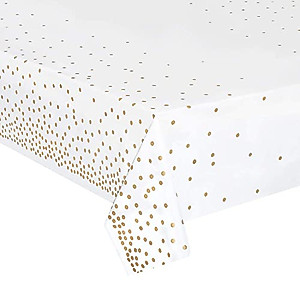 hapray 4 Pack Plastic Tablecloths for Rectangle Tables, Waterproof Disposable Party Table Cloths with Gold Dot, Rectangular Table Covers for Decorations, Baby Shower, Birthday, Wedding, 54” x 108”