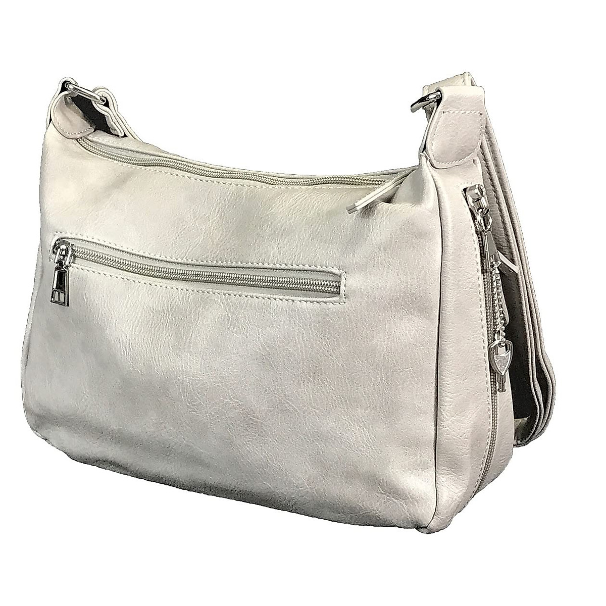 Zzfab Front Pockets side Locking Small Concealed Carry Purse CCW Crossbody Bag Grey