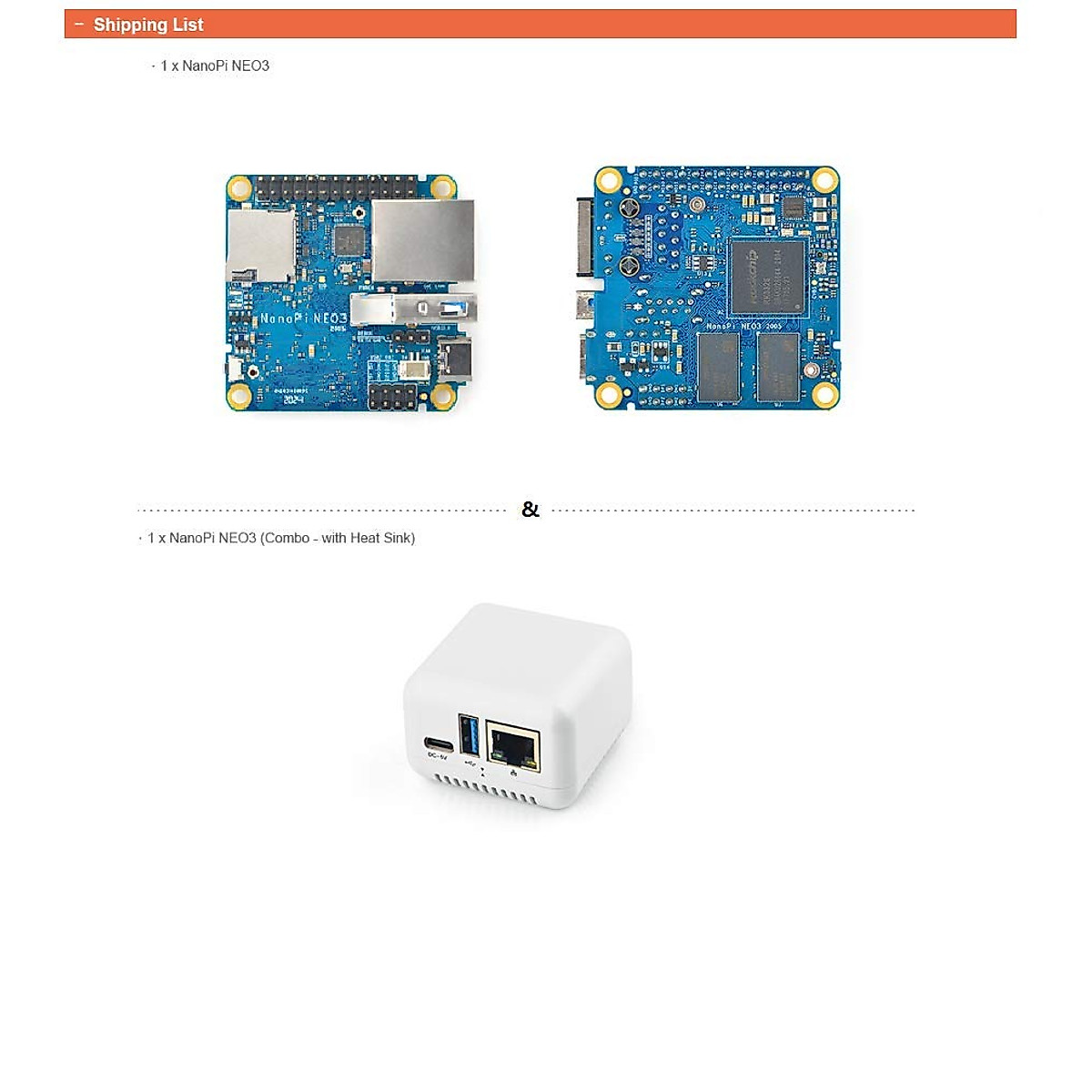 youyeetoo FriendlyElec NanoPi NEO3 Mini Router Single Board Computer Rockchip RK3328 Super Tiny ARM Board for IOT (with Case and Heat Sink)
