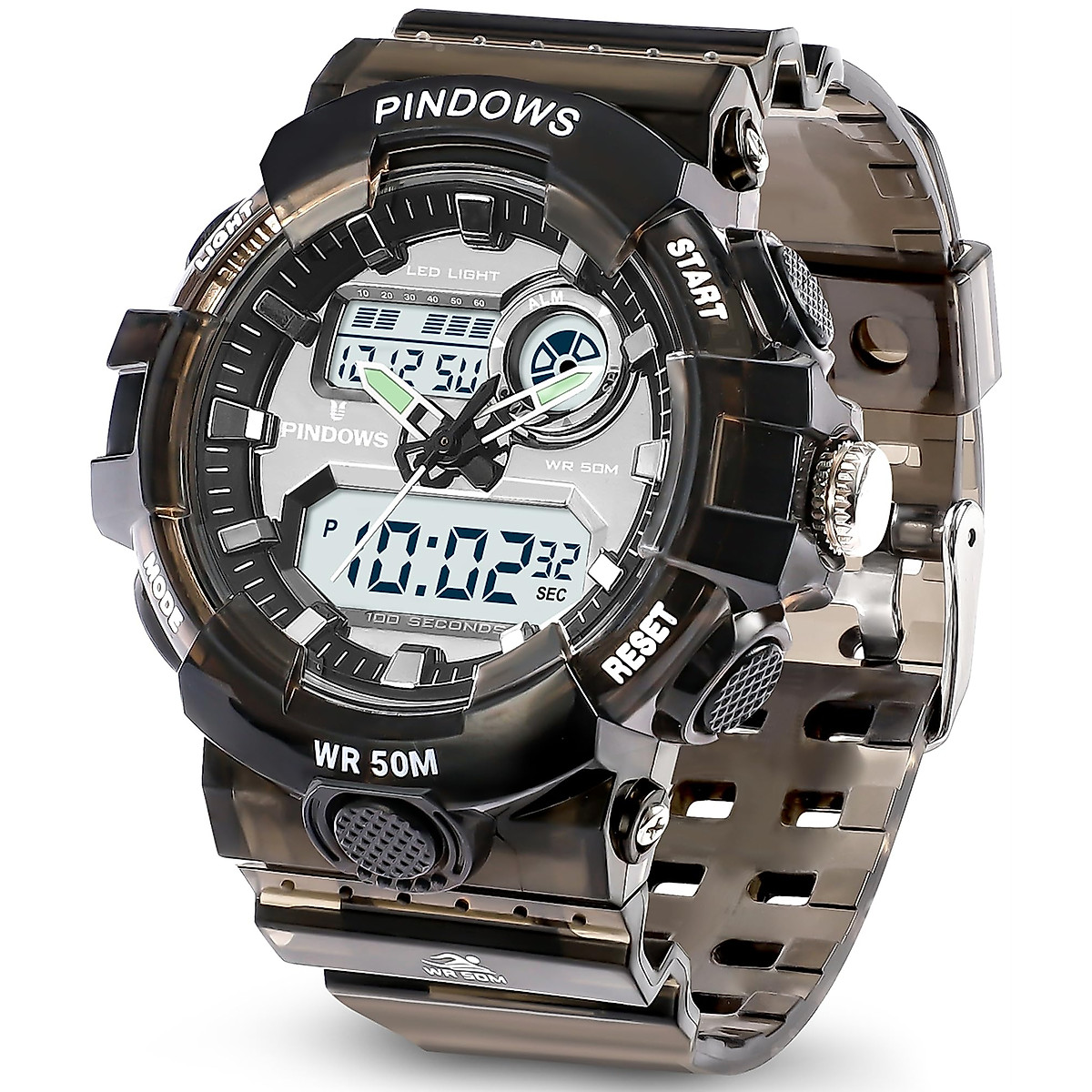 PINIDOUS Womens Watch for Women Teenagers Watch Digital Sports Watch,7 Color LED Light Large Analog Digital Display Waterproof Watch with Alarm Stopwatch Hourly Chime Multi-Function Wrist Watches