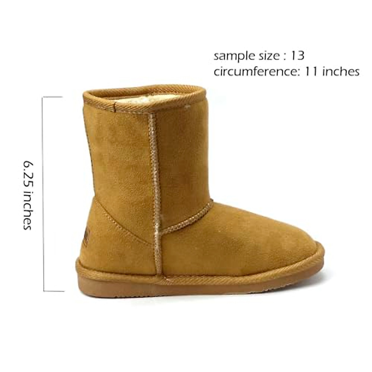 REDVOLUTION New Kids Classic Snow Boots Faux Fur Midcalf Outdoor Boots (Big Kid) (4030 camel, numeric_2)