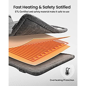 RENPHO Weighted Heating Pad for Back Pain Relief, 24"x33'' Electric Heat Pads for Neck and Shoulders, Fast-Heating, Auto Shut Off, Gifts for Women, ETL Certified, Gray
