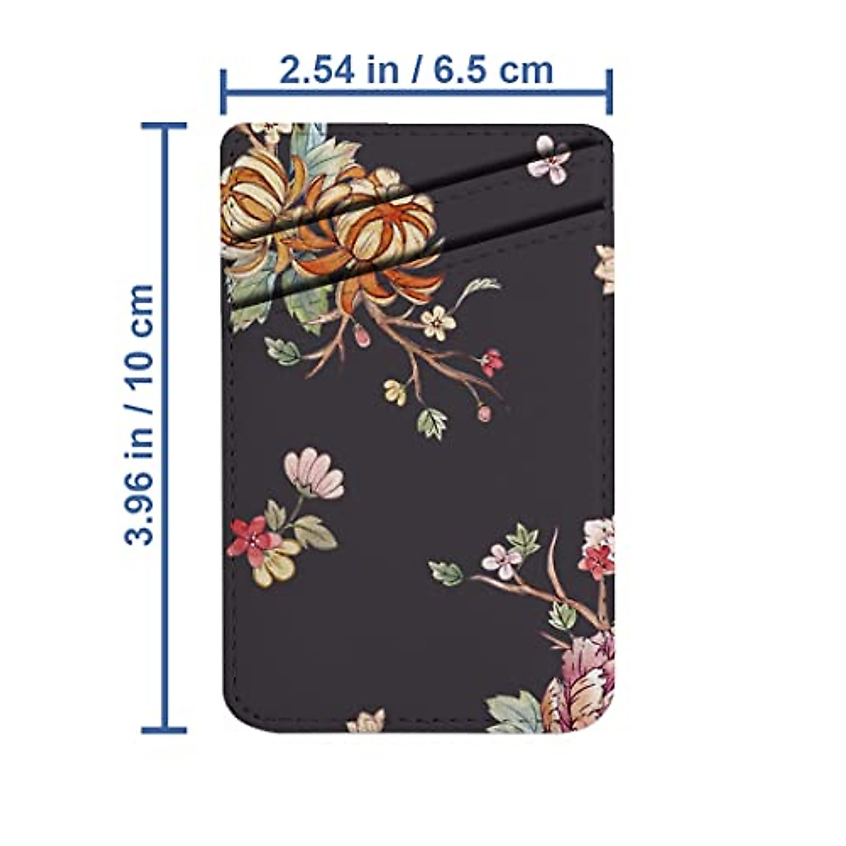 Diascia Pack of 2 - Cellphone Stick on Leather Cardholder ( Floral Peony Flowers Pattern Pattern ) ID Credit Card Pouch Wallet Pocket Sleeve