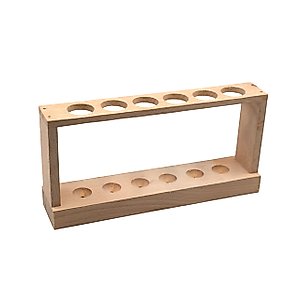 EISCO Wooden Test Tube Rack - Holds 6 x 15mm Diameter Tubes - 6" Wide, 2.7" Tall - Economy Unfinished Hardwood Construction