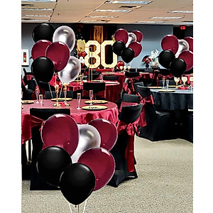 Graduation Decorations Maroon Black 2024/Burgundy Black Graduation Party Decorations/Maroon Black Balloons 60Pcs Burgundy Black Maroon Birthday Party Decorations
