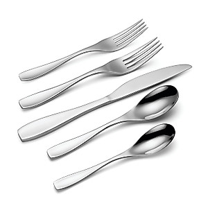 Oneida Calm 45 Piece Everyday Flatware 18/0 Stainless Steel, Service for 8, Silverware Set