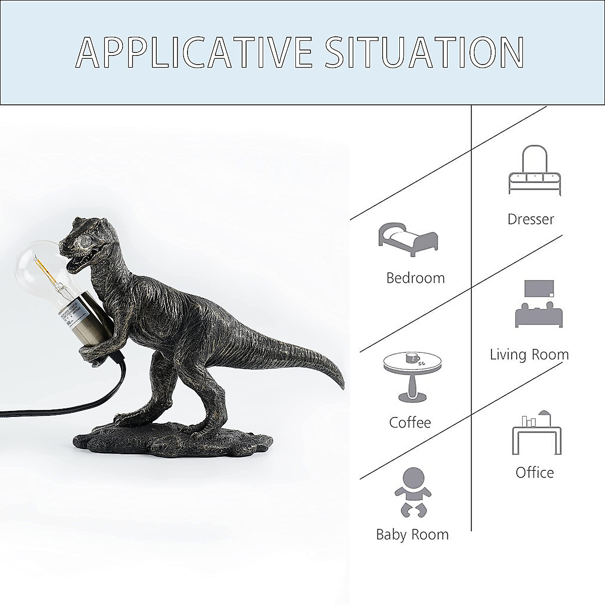 Jazzco Retro Dinosaur Lamp Decoration Light Animal Desk Lamp Vintage Lamp for Reading Living Room Kid's Baby Room Children Bedroom Bars Bedrooms