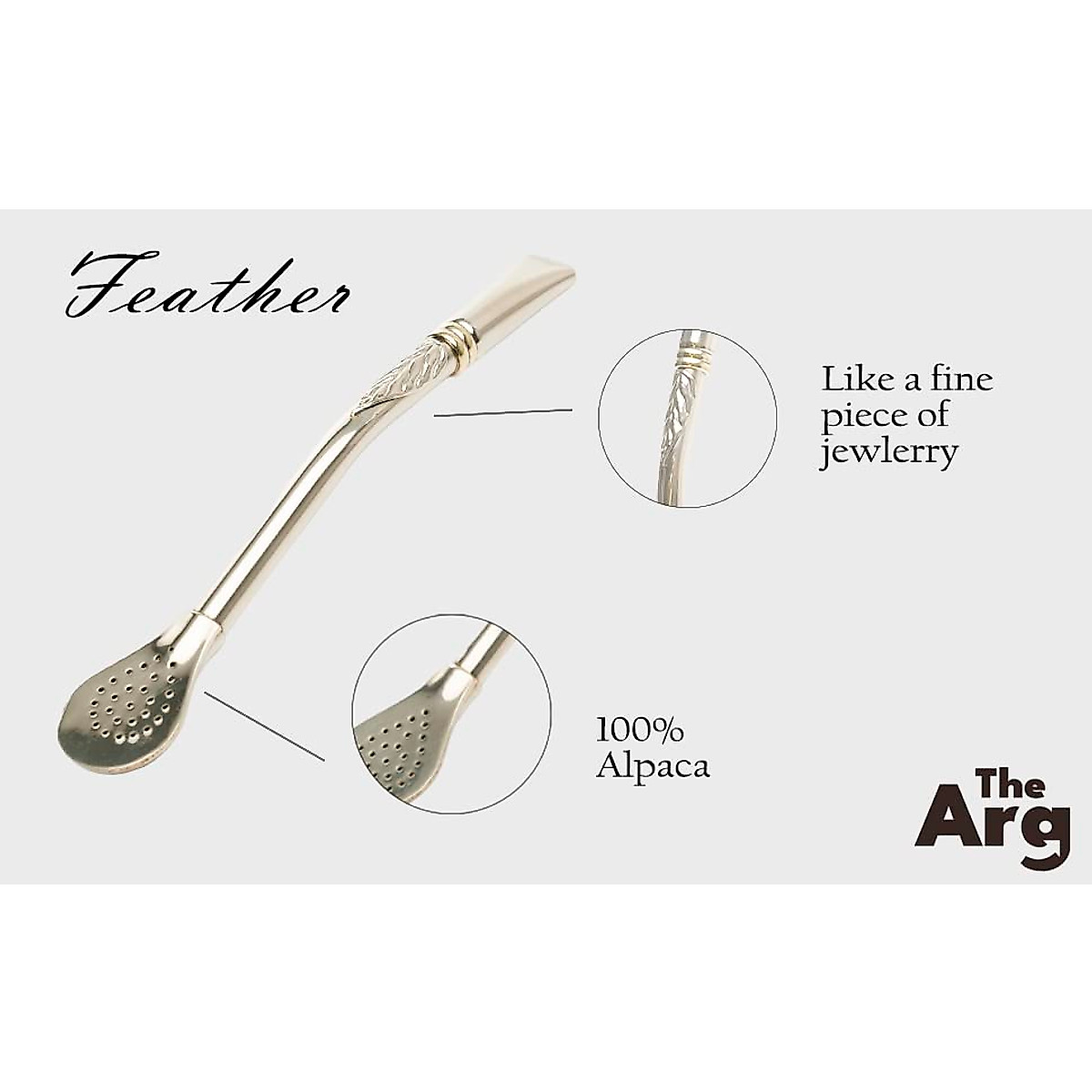 THEARG | Yerba Mate Alpaca Straw | Stainless Steel Metal Straws Reusable - from Argentina | Ideal for your Yerba Mate Gourd Set - Beach Essentials - Straw for Travel Cup Mate | Perfect Gifts