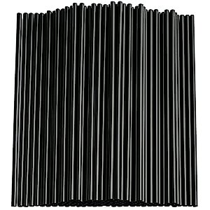 Black Straws,100 Pcs Long Disposable Plastic Drinking Straws. (0.23''diameter and 10.2"long)-Black