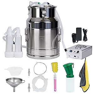 NAOEDEAH Electric Goat Milking Machine for Goat Milker 15L Pulsating Automatic Portable Goats Milking Machine Electric Plug-in Adjustable Powerful Pulsation Vacuum Milker Machine (15L for Goat)