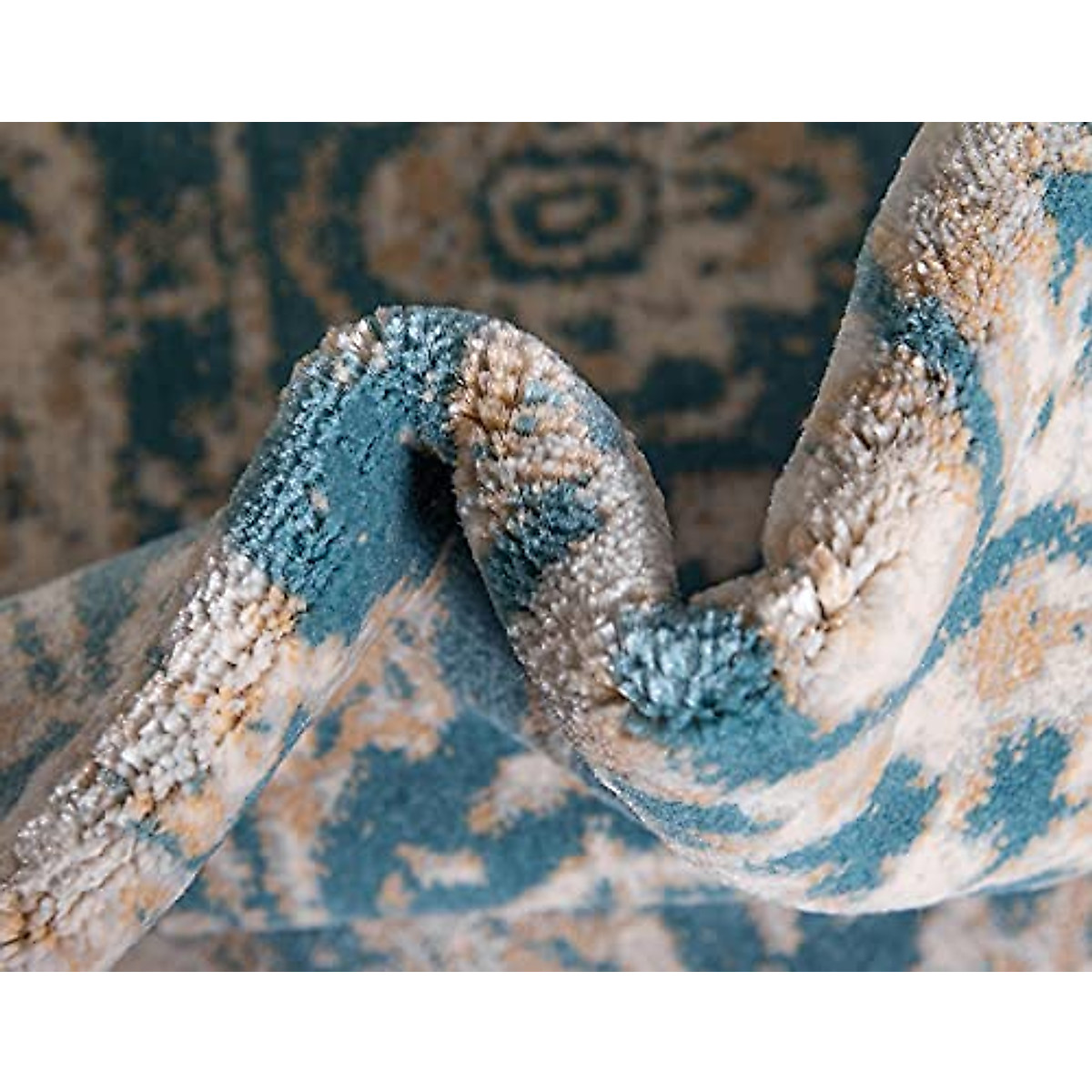 Unique Loom Oslo Collection Traditional Botanical Teal Area Rug (5' x 8')