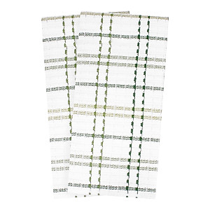 Ritz Royale Collection 100% Combed Terry Cotton, Highly Absorbent, Oversized Kitchen Towel Set, 28" x 18", 2-Pack, Checked, Cactus Green