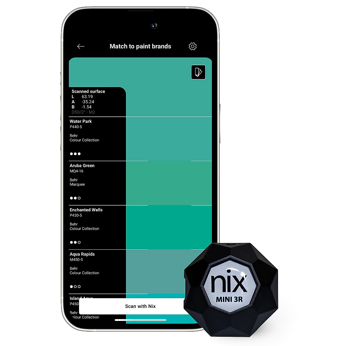 Nix Mini 3R Color Sensor Colorimeter - Portable Color Matching Tool - Identify and Match Paint and Digital Color Values Instantly (Manufacturer Refurbished)
