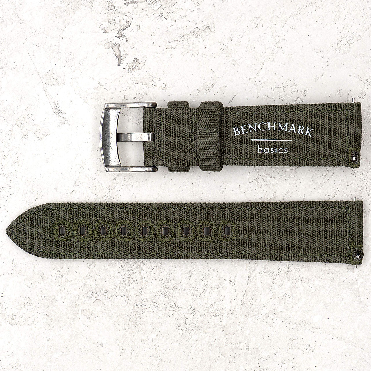 Benchmark Canvas Watch Band - Quick Release Cotton Fabric Watch Straps for Men & Women (20mm, Army Green)