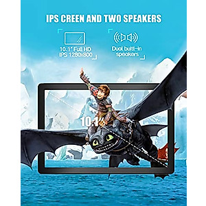 10.1 Inch Android 12 Tablet pc,64GB ROM 256GB Expand,Quad-Core Tablets,IPS HD Touch Screen and Dual Speaker,Google Certificated Wi-Fi Tablets,8MP+2MP Camera,6000mAh Long Battery Life（Black）