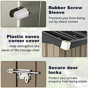 Greesum Metal Outdoor Storage Shed 8FT x 6FT, Steel Utility Tool Shed Storage House with Door & Lock, Metal Sheds Outdoor Storage for Backyard Garden Patio Lawn (8’x 6'), Brown