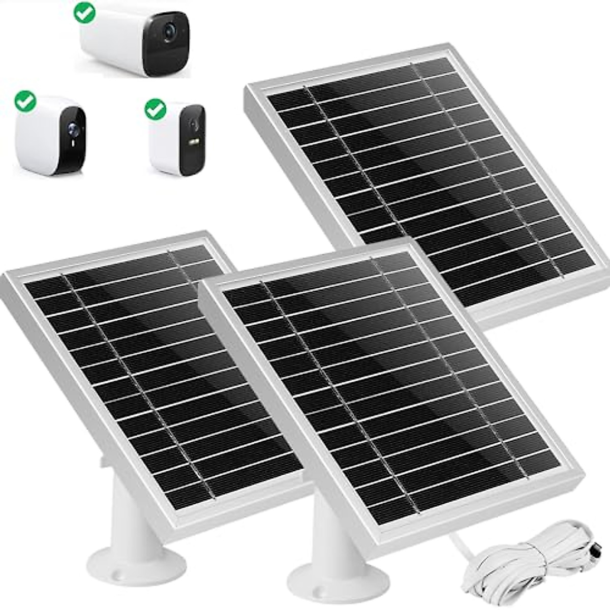 UYODM Solar Panel Compatible with eufyCam 2C/2C Pro/2/2 Pro/E20/E40/E Micro USB, Built-in 2200mAh Battery IP66 Weatherproof &11.5Ft Power Cable, Aluminum Alloy Adjustable Wall Mount 3Pack