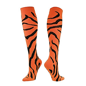 TCK Sports Krazisox Zebra Stripe Socks (Orange/Black, Small)