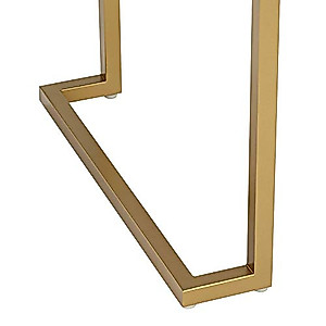 Coast to Coast Wheaton Modern Metal Ash Wood Rectangular Writing Desk 49 1/2" x 23" with 2-Drawer Gold Brown Open Leg for Living Room Bedroom Bedside Entryway House Balcony Office Bathroom