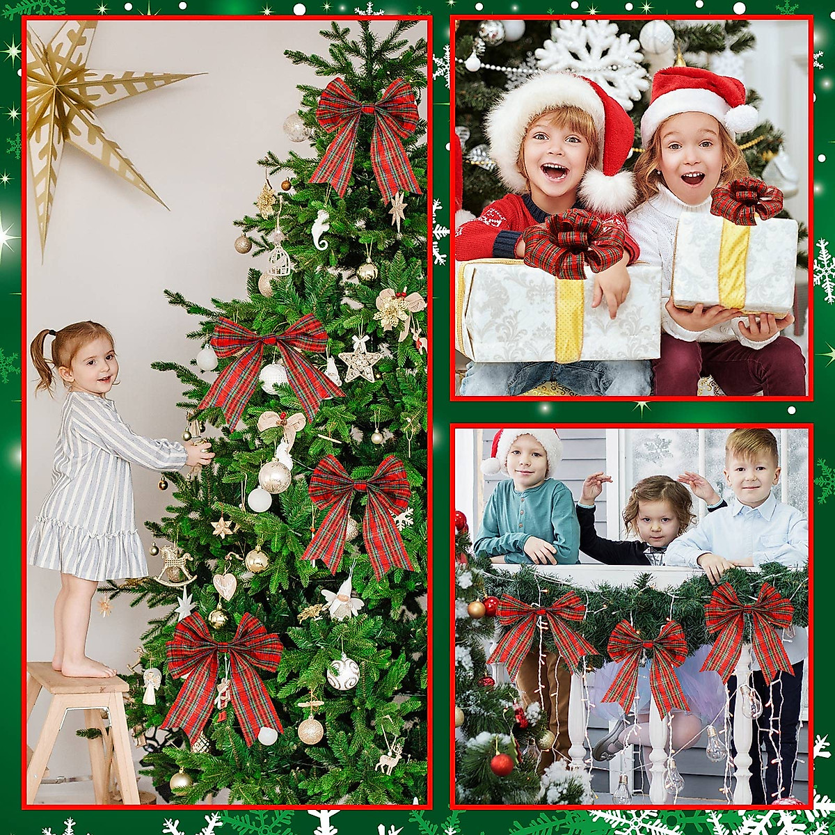 Yinder Plaid Christmas Wired Ribbon 2.5 Inches 50 Yard Traditional Red Tartan Plaid Christmas Holiday Ribbon Green Red Gold Plaid with Gold Edge for Garland Home Decor Gift Wrapping DIY Crafts