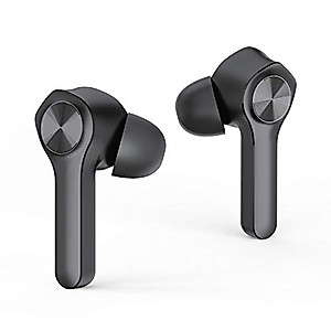 Aluratek Bluetooth 5 True Wireless Earbuds with Built-in Microphone and Rechargeable Case for Smartphone, iPhone (ABHTWS01F), Black