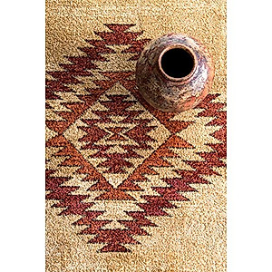 nuLOOM Margene Tribal Diamond Area Rug, 8 ft x 10 ft, Beige