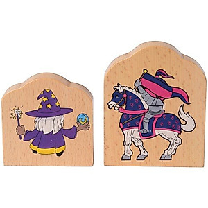 Constructive Playthings 16 pc. Double Sided Multi-Ethnic Royal Court 2 3/4" H. x 1 3/4" W. x 1/2" Thick Wooden Characters Including Dragon