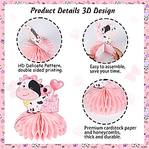 Cheereveal 8 Pieces Cow Honeycomb Centerpieces, Cow Table Topper Honeycomb 3D Table Paper Decoration, Cow Print Baby Shower Decorations Girl Birthday Party Supplies