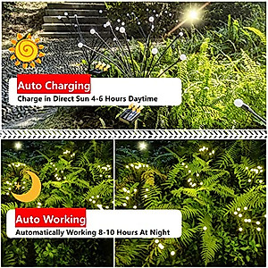 Sibinsy Swaying Solar Garden Lights Firefly Decoration Solar Lights Outdoor Waterproof IP65 Warm White 10 LED Each Pack (2 Pack) Solar Powered Pathway Lights Landscape Lights