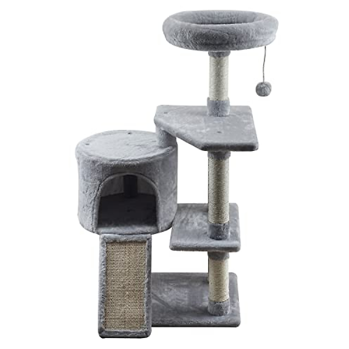 MIAO PAW 11Grey Cute Cat Tree Tower for Indoor Cats - Condo with Sisal Scratching Posts，Jump Platform Cat Furniture Activity Center Play House Bed