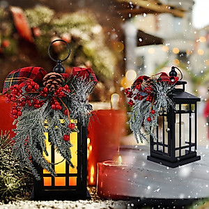 Christmas Candle Lantern14 Inch, Garden Flashing Candle Light, Decorative Hanging Lantern for Indoor Home Tables and Fireplaces Outdoor Patios, with Holiday Retro Decorative Ornaments