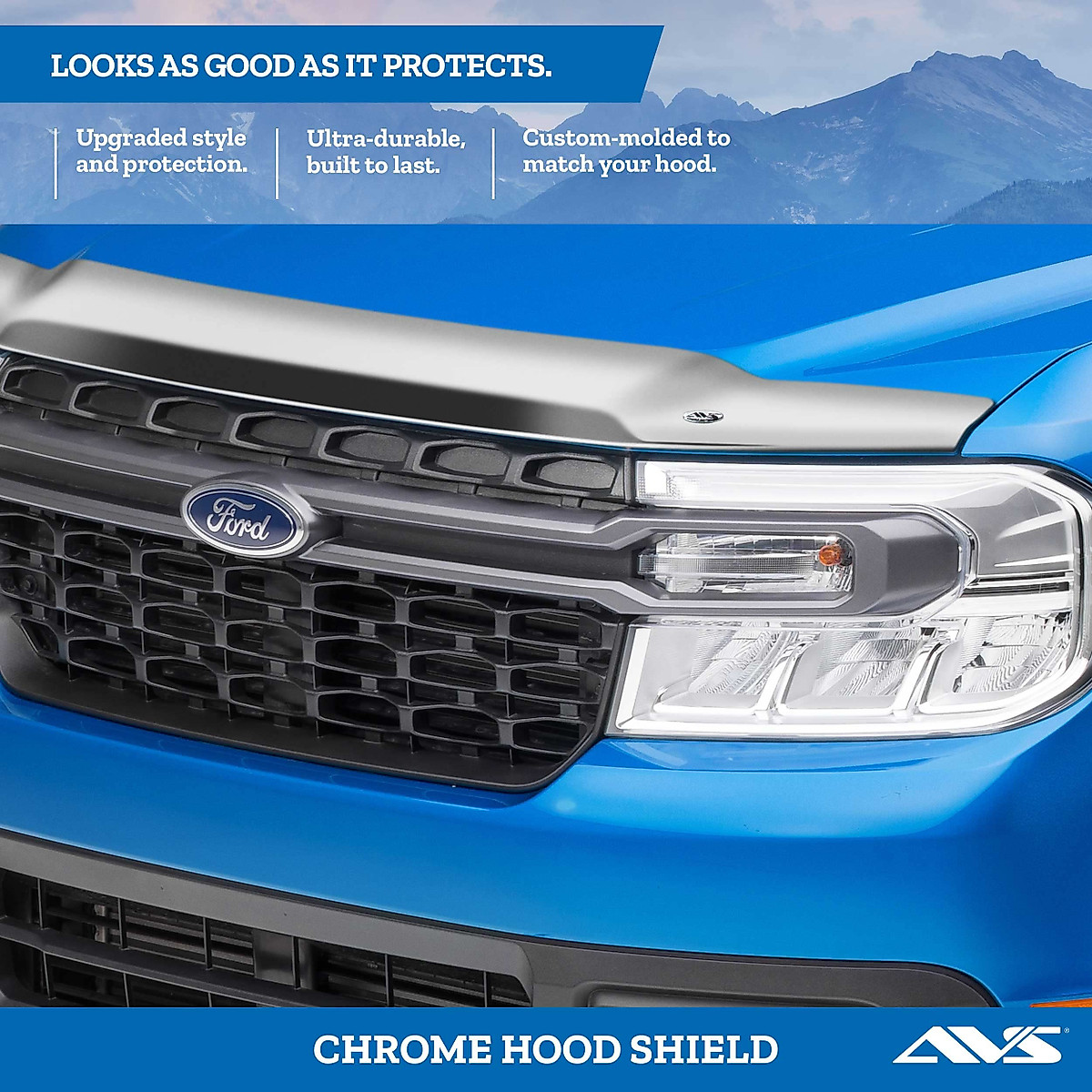 Auto Ventshade [AVS] Hood Shield | High Profile, Chrome | 680739 | Fits 2007 - 2013 Cadillac Escalade EXT, 2007 - 2014 Cadillac Escalade/Escalade ESV