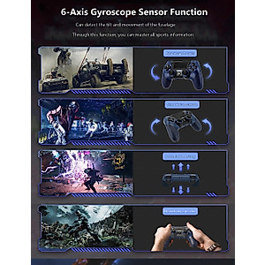 TJPD Wireless Controller for PS4, Wireless Remote Gamepad with 2 Programmable Back Buttons/Turbo/Dual Vibration/Touch Pad/Six-axis Motion (Blue) (Blue)