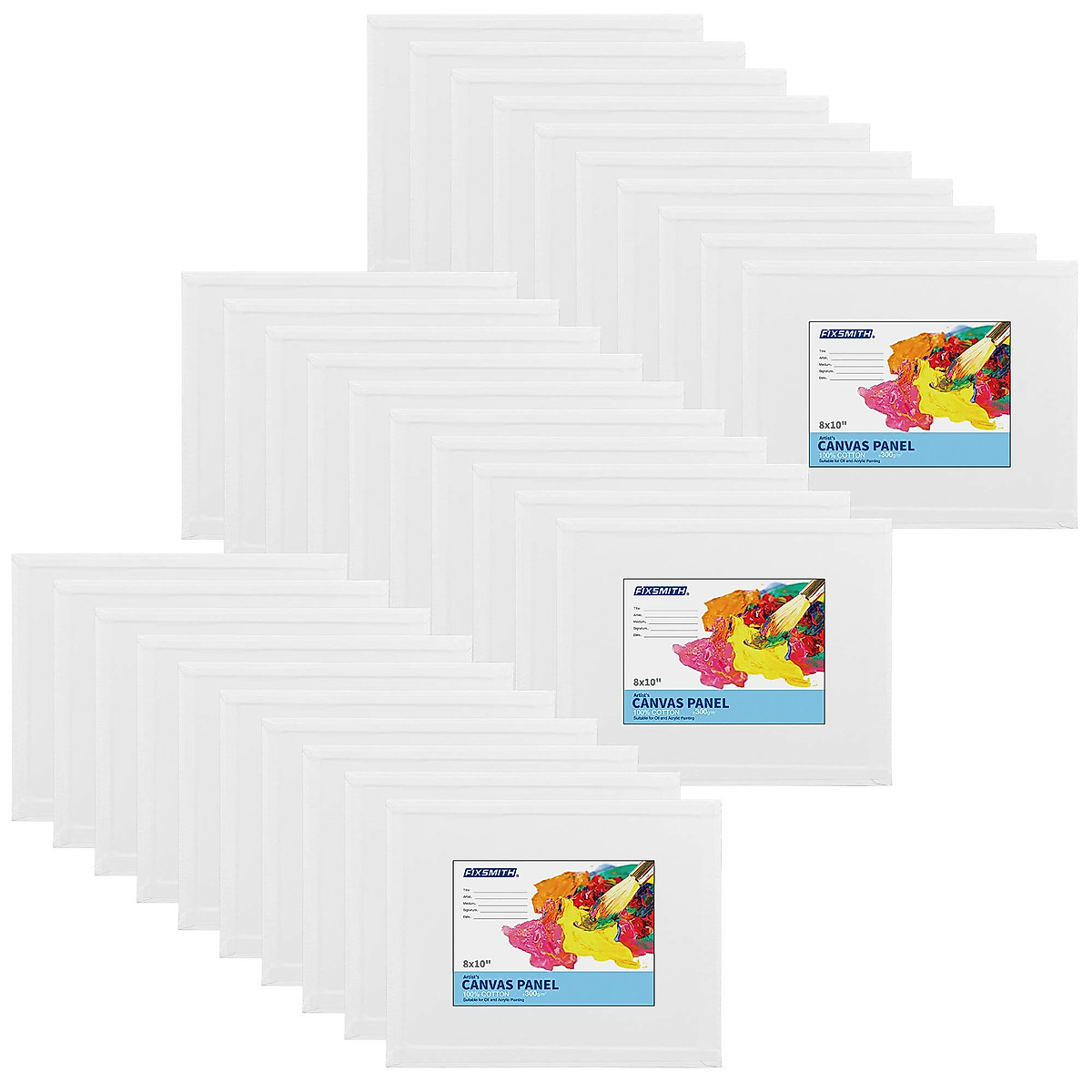FIXSMITH Canvas for Painting, 8x10 Inch Canvas Boards, Super Value 30 Pack White Blank Canvas Panels, 100% Cotton Primed, Painting Art Supplies for Professionals, Hobby Painters, Students & Kids