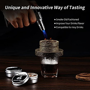 Fkamz Whiskey Smoker Kit with Torch, Cocktail Smoker Kit Gifts for Men, Bourbon Smoker Kit with 6 Flavors Wood Chips Old Fashioned Drink Smoker Infuser Kit - Gift for Whiskey Lovers, Dad, Husband, Men (Butane Not Included)