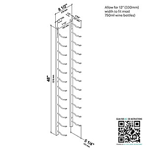 VintageView W Series 4 Wall Mounted Metal Wine Rack (12 Bottles, Matte Black)