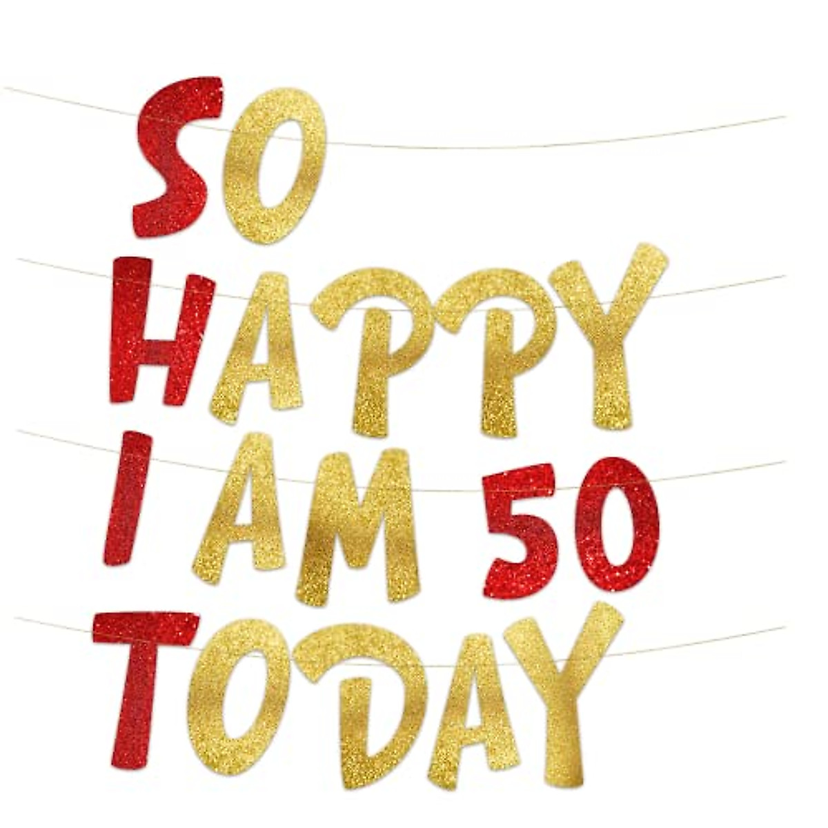 Funny 50th Birthday Gold Glitter Banner - Happy 50th Birthday Party Decorations