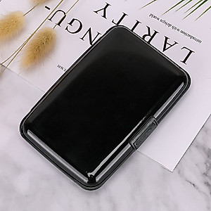 ELFISH Mini RFID Aluminum Wallet Credit Cards Holder Business Card Case Metal ID Case for Men Women (Black)