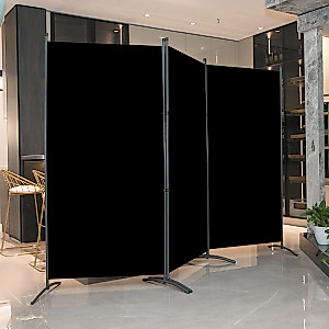 JVVMNJLK Indoor Room Divider, Portable Office Divider, Room Divider Wall Screen 3 Panel, Folding Partition Privacy Screen Walls Dividers for Room Separator 102" W x 71.3" H,Black