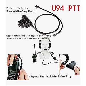 Hdlsina Tactical Shooting Headset + with U94 PTT 2pin with ARC Rail Adapter Noise Reduction & Sound Pickup Ear Protection (Tan)