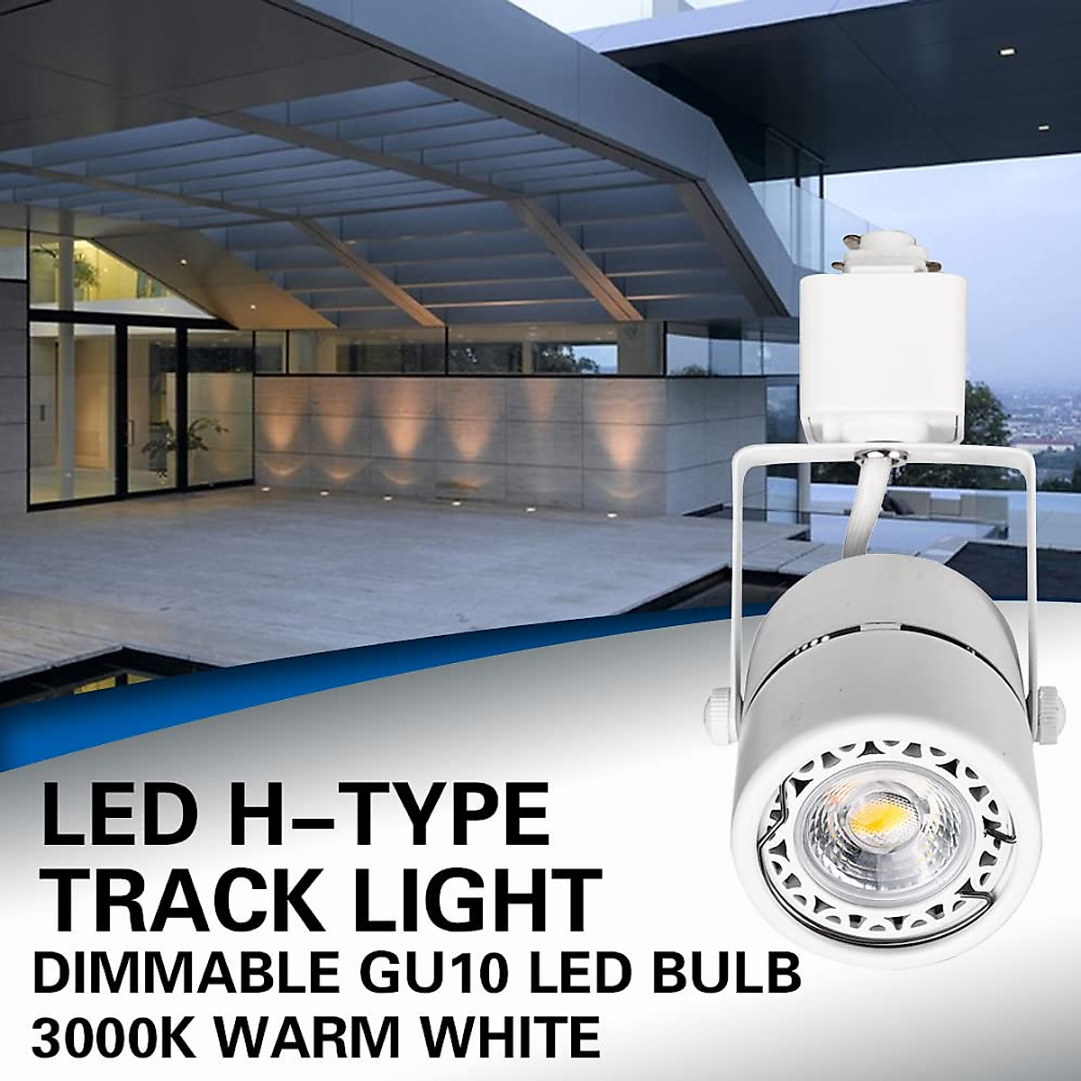 EAGLOD 10W H Track Lighting Heads,Dimmable LED Track Light Fixtures for Accent Retail Artwork,3000K Warm White, Linear Track Light H Type - 120V 24° Angle Halo Type- 8 Pack (White)