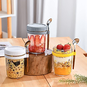 yesme Mason Jars for Overnight Oats, Overnight Oats Containers With Lids, 16oz Overnight Oats Container, Overnight Oats Jars With Lid Glass Dishwasher Safe Oatmeal Container Meal Prep Jars Set of 2