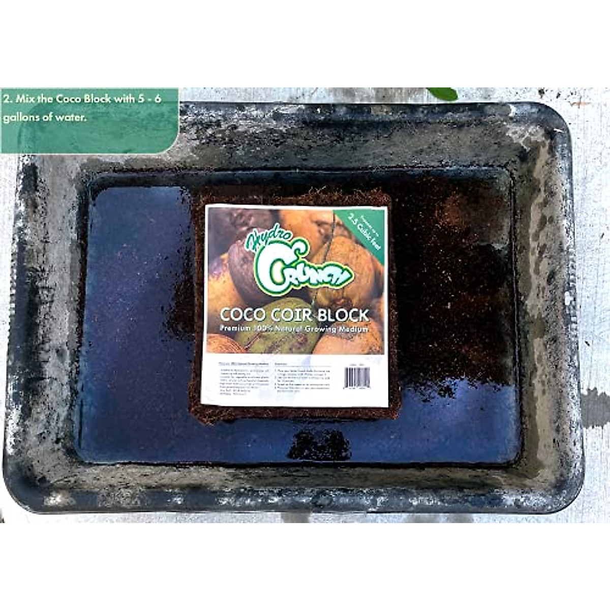Hydro Crunch CB801 Coco Coir 2.5 Cubic Ft Block of Soiless Growing Media, Brown
