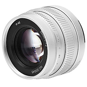 Camera Lens 35mm F1.2 Large Aperture Portrait Manual Lens for Canon M3/M5/M6/M6 II/M10/M100/M50 Large Aperture Lens(Silver)