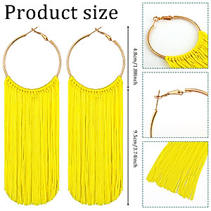 Bonuci 8 Pairs Tassels Earrings for Women, African Fabric Tassel Earrings, Fringe Earrings Dangle Drop Earrings Bohemian Tassel Earrings Set Colorful Fringe Statement Earrings(Bright Style)