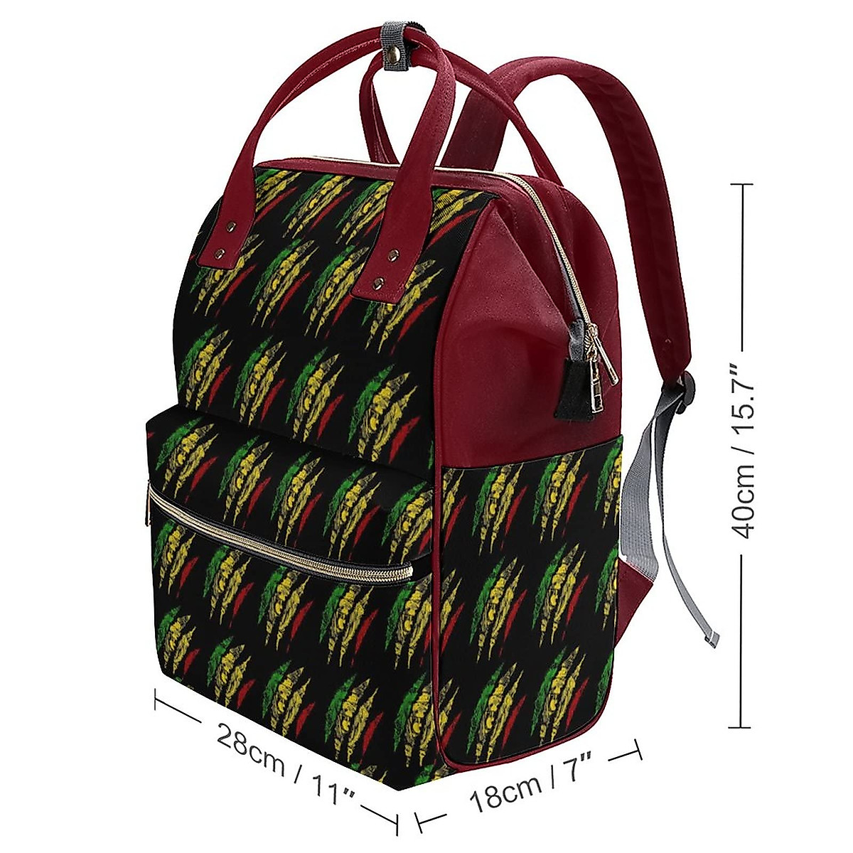 Lion Rasta Reggae Jamaica Roots Diaper Bag Backpack Large Capacity Mommy Bags Multifunction Nappy Bag Travel Back Pack Red-Style