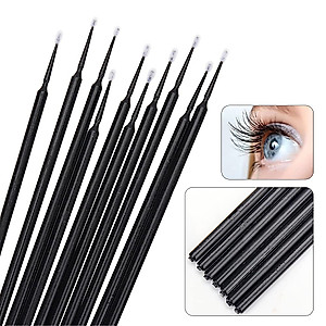 400 PCS Micro Applicator Brushes Disposable Eyelash Extension Microswab Mascara Wands Brush For Lash Remover Brush Tools Black(head diameter 1.5mm)