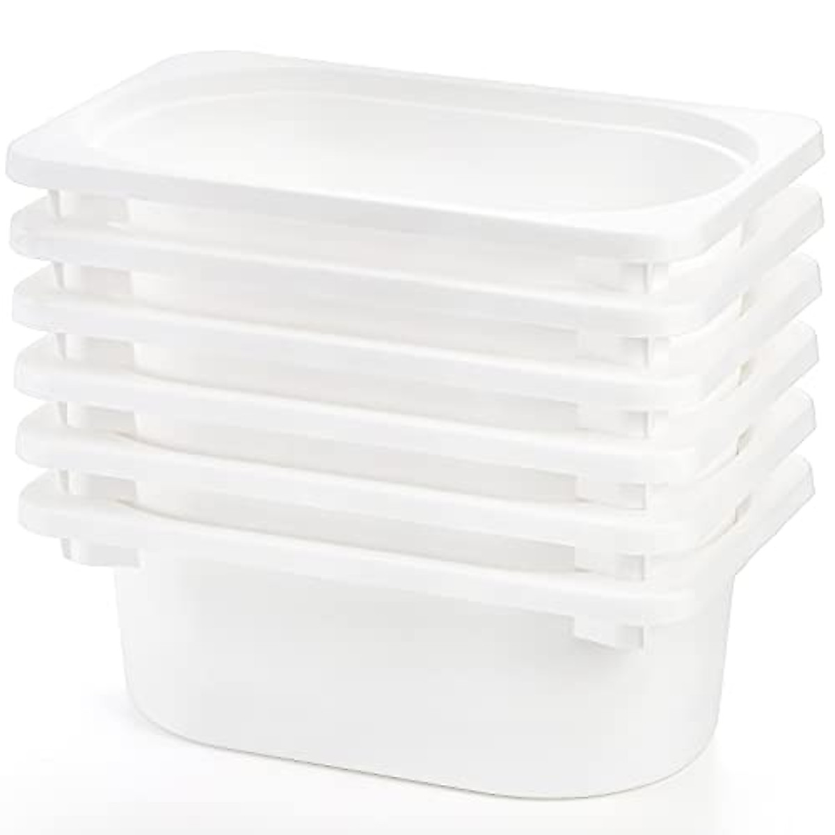 Elsjoy Set of 6 Plastic Storage Bins, White Organizer Bins Small Cubby Bins, Stackable Storage Container Shelf Basket for Classroom, Cubbies