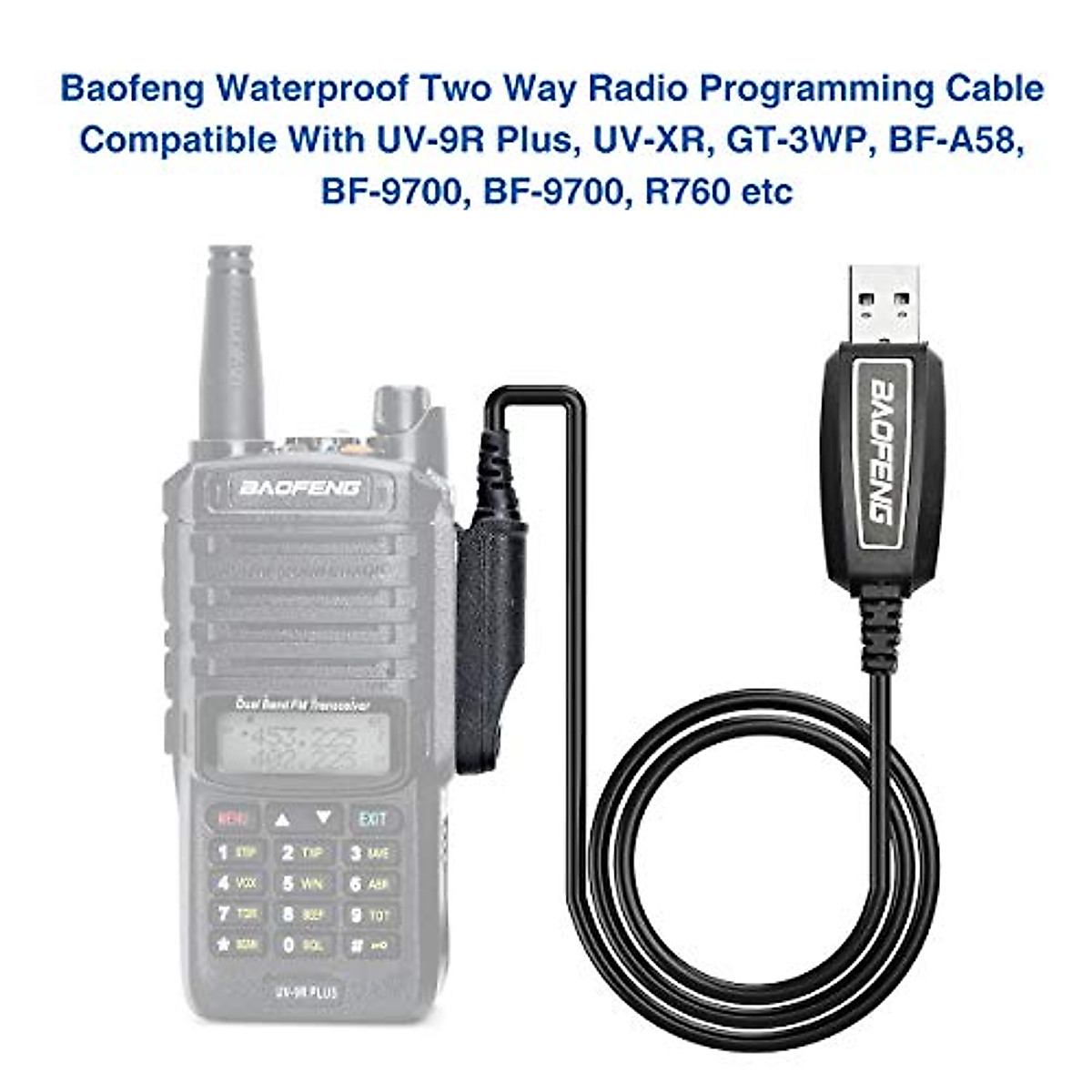 Original Baofeng USB Programming Cable PL2303 Chip Drive Free Win11 for BaoFeng Waterproof Two Way Radio UV-9R Plus (Including UV-9RPRO UV-9G GT-3WP UV-XR and Many More) USA Warranty Gmrs Radio